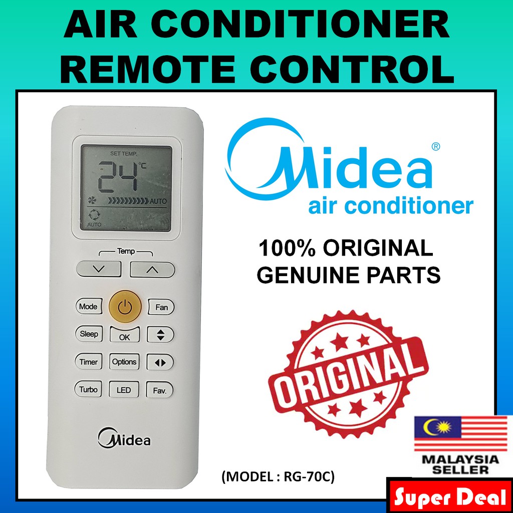 [ORIGINAL] MIDEA Air Cond Aircon Aircond Remote Control (RG70C ...