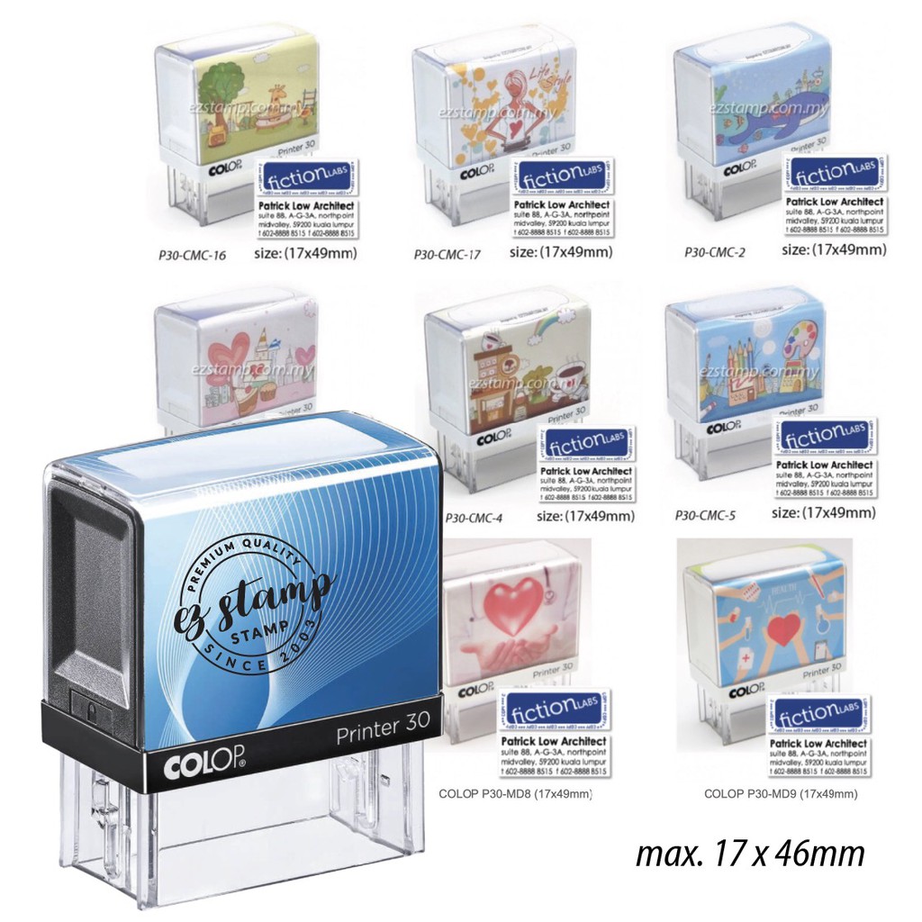 COLOP NEW Printer P30 Personalized Self-Inking RED Rubber Stamp Chop- Signature Stamp (17x46mm ...