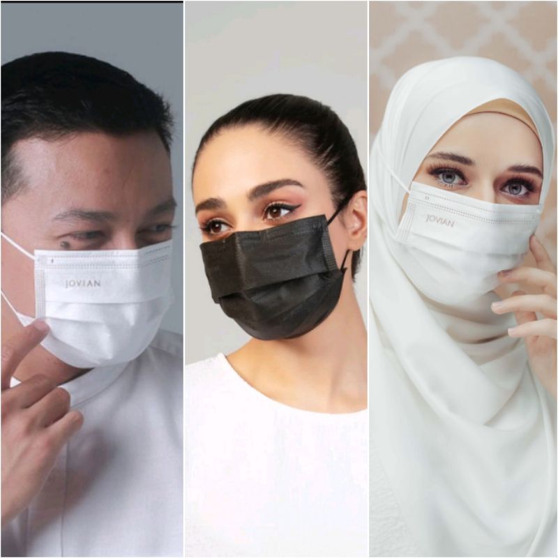 Jovian | Disposable 3Ply Black & White Plain Mask (30PCS) | Shopee Malaysia