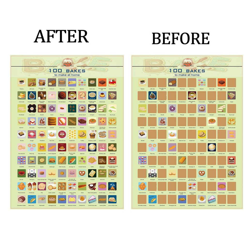 Poster Scratch Off 100 Bakes Bucket List Gift Unframed to Make at Home ...