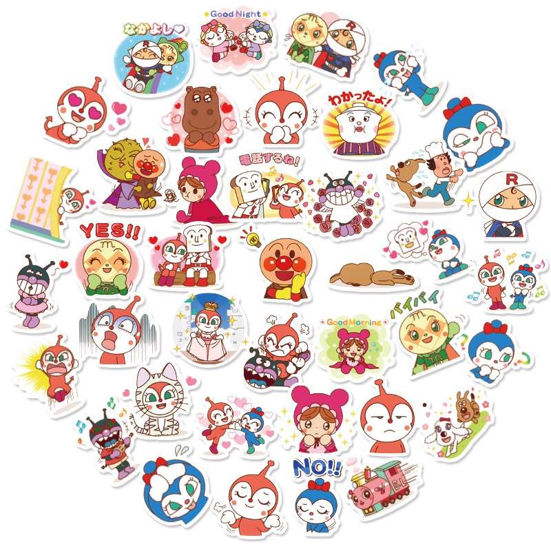 40 pcs Anpanman Cute Cartoon Waterproof Scrapbook Stickers | Shopee ...