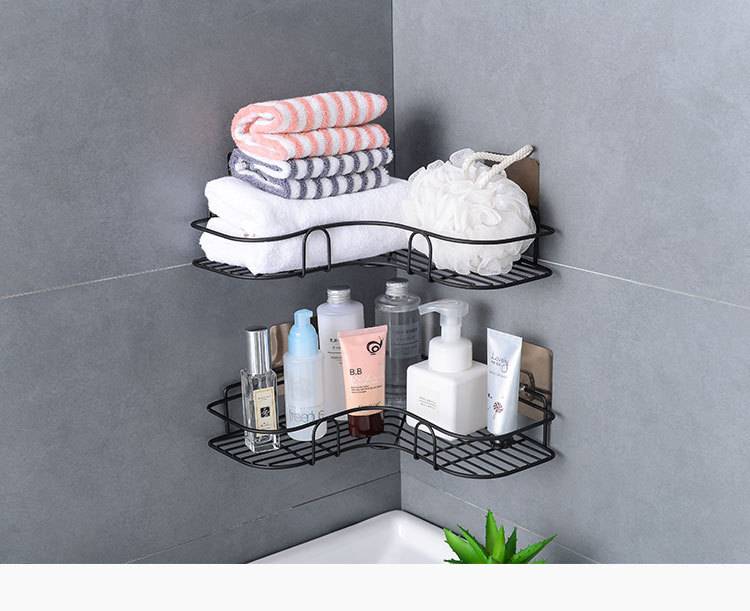 Bathroom Corner Triangle Rack Shelves Storage Adhesive Wall-mounted ...
