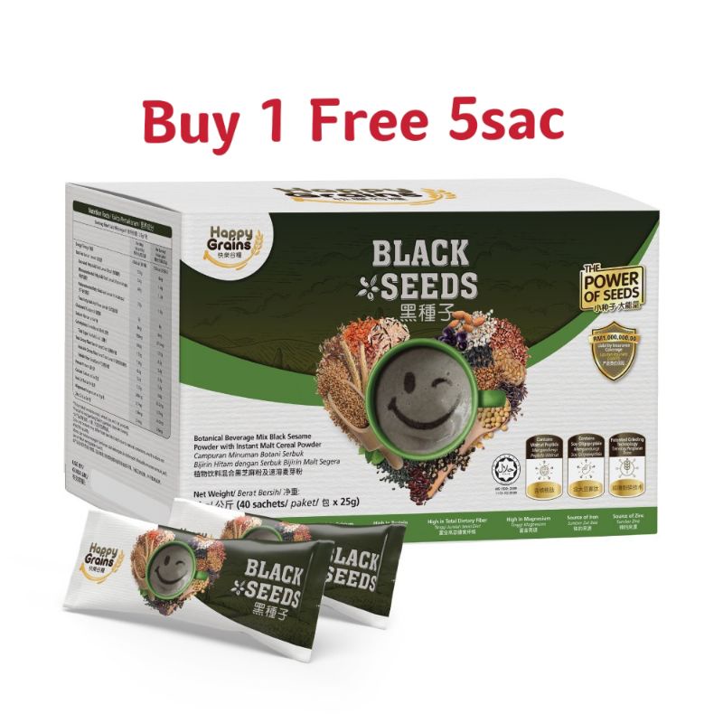 Happy Grains Black seeds 40 sachets foc 5 sachets | Shopee Malaysia