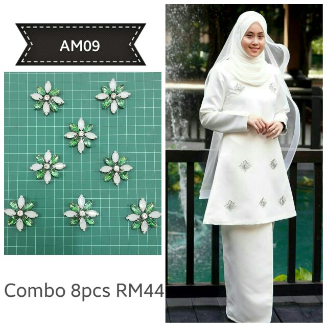 8pcs Beleza Beads Iron on Manik Tampal Bead Seterika Baju Kurung Moden Kebaya Baju Nikah Baju ...