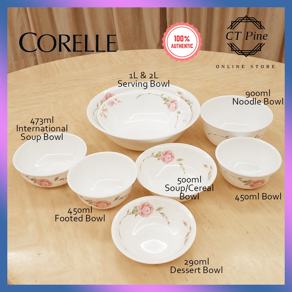 Corelle Country Rose RS Loose Bowl /// Classy Square Round Soup Serving ...