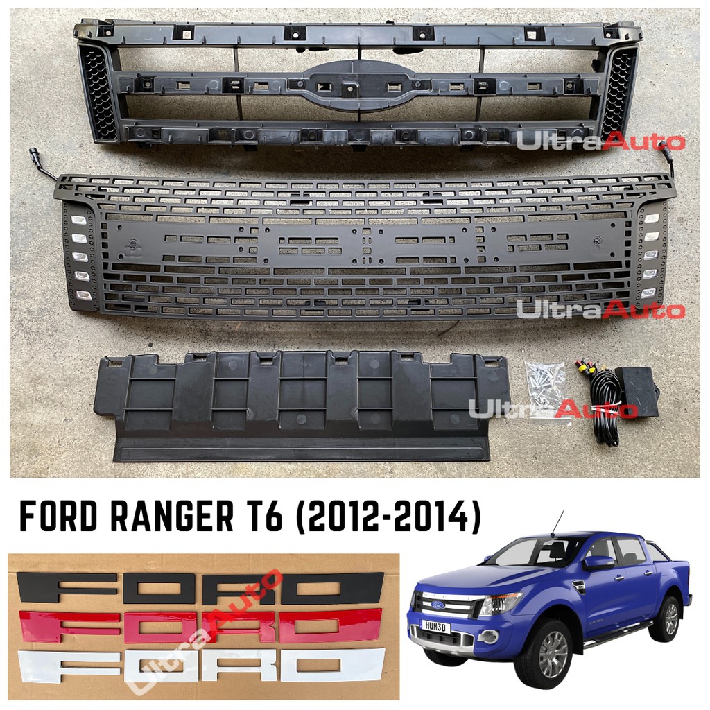 Ford Ranger T6 Front Grill (With LED) 2012 2013 2014 Matte Black with ...