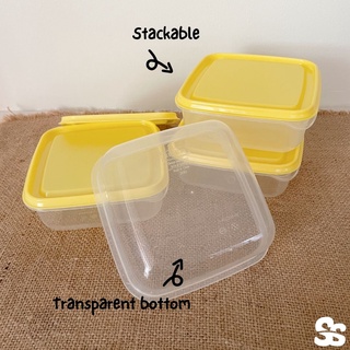 IKEA Pruta Yellow Lid Container, Transparent, Square, warna kuning ...