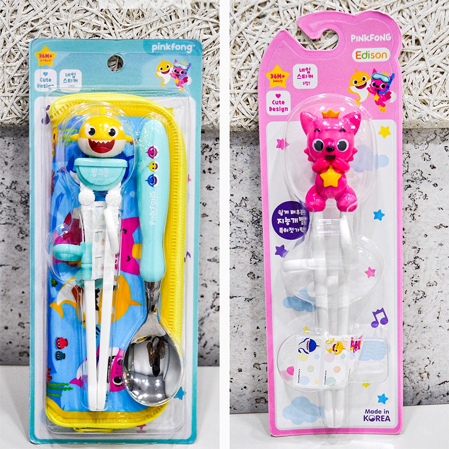 Pinkfong Baby shark family Spoon and Chopsticks Set or Pinkfong ...