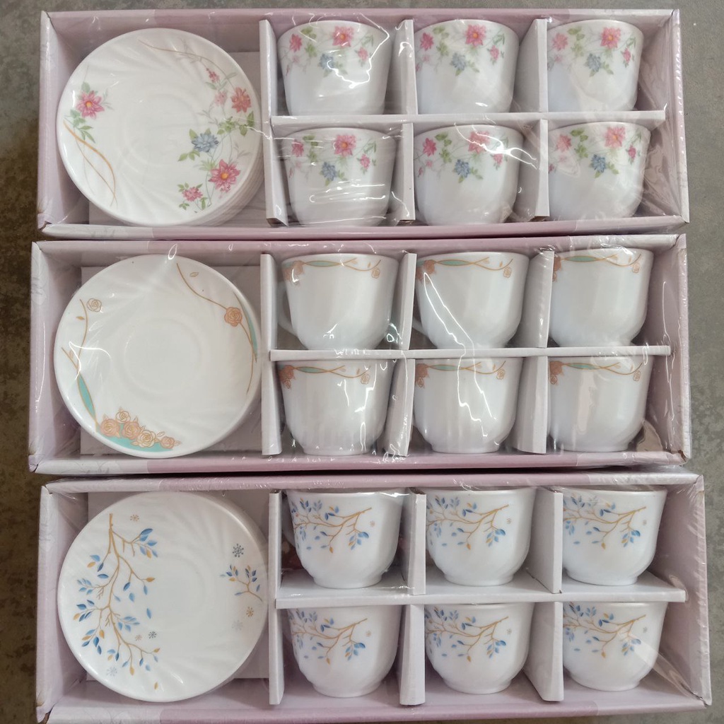 12PCS OPAL CUP & SAUCER SET RAOUND ( SET CAWAN OPAL) | Shopee Malaysia