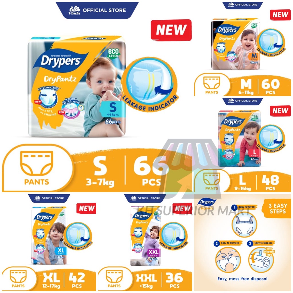 Drypers Drypantz (Single Pack) -S/ M/L/XL/XXL | Shopee Malaysia