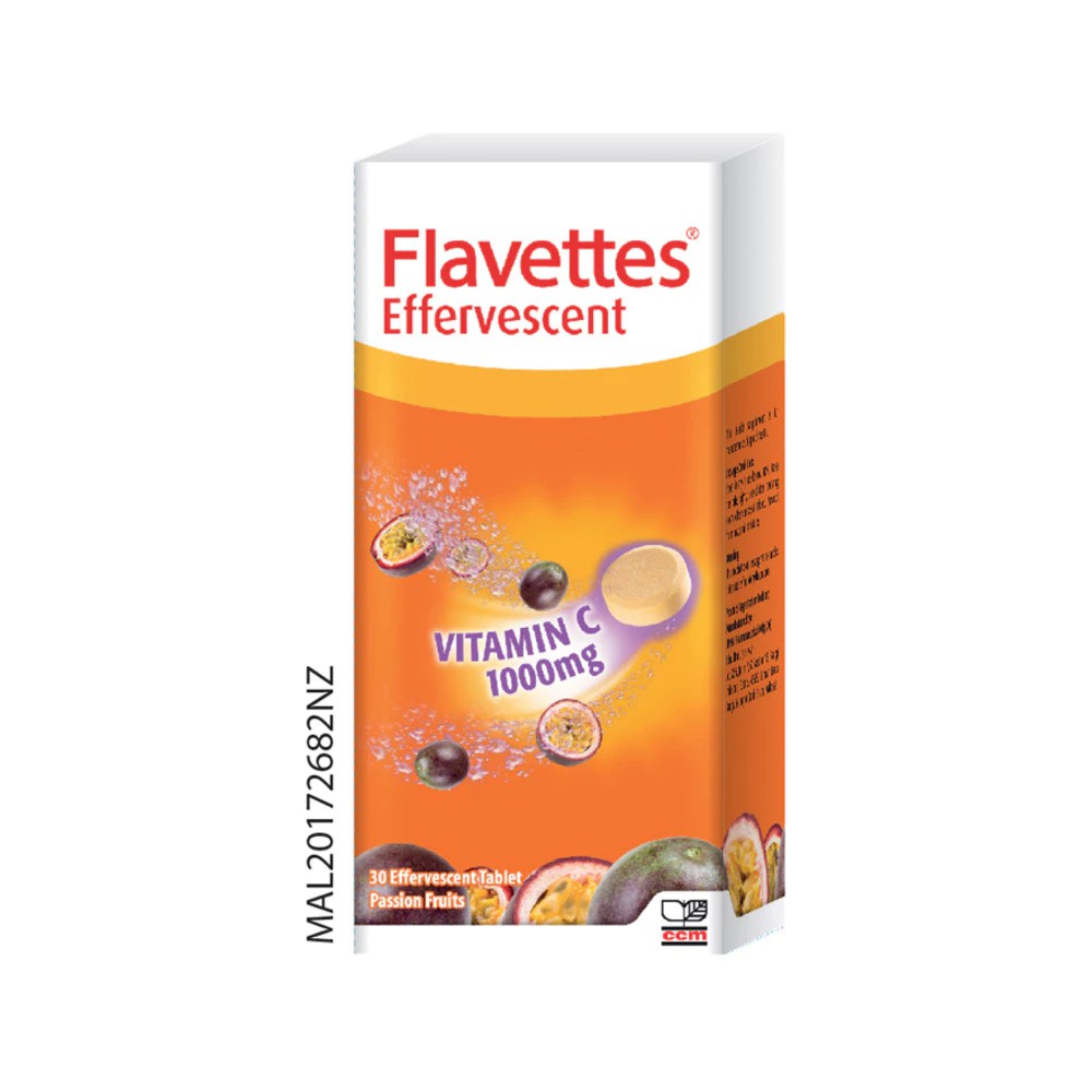 Flavettes Effervescent Vitamin C 1000mg 30's (Passion Fruit) | Shopee ...