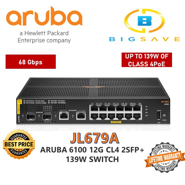ARUBA JL679A 6100 12G CLASS4 2SFP+ 139W SWITCH | Shopee Malaysia