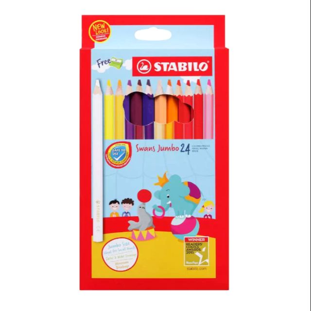 STABILO jumbo colour pencil (24pcs) + free sharpener | Shopee Malaysia