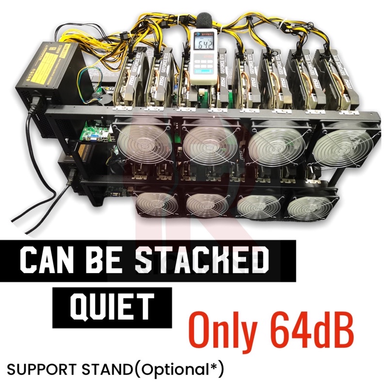 {ReadyStock} 8 GPU Slot motherboard Quiet mining All in one 1800w psu ...