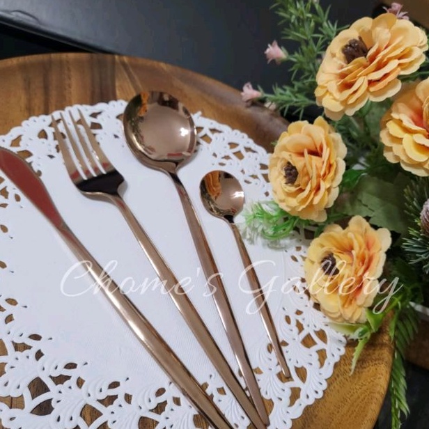 Gold Cutlery Set Dining Korean Style 16 pcs | Shopee Malaysia