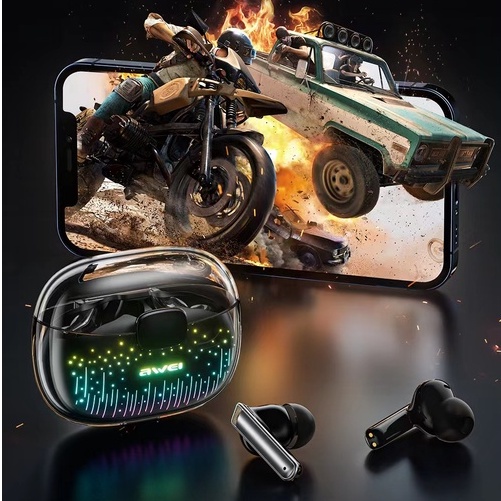 AWEI T52 Pro TWS Wireless Bluetooth V5.3 RGB Colourful Music Gaming ...