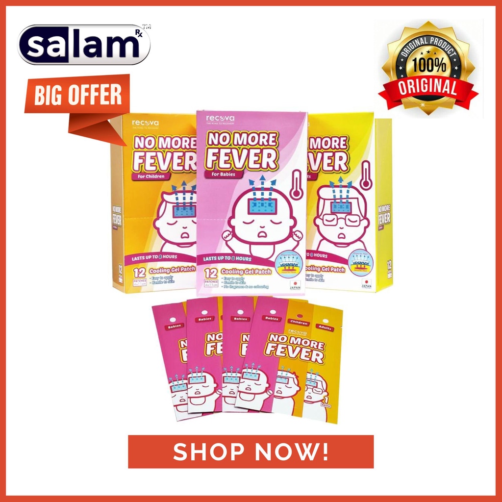 Recova No More Fever Cooling Gel Patch For Babies / Children / Adults ...