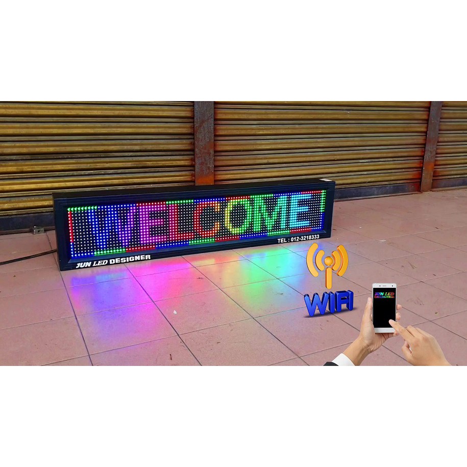 (Local) LED Display Sign Board WiFi control Rainbow Wording LED running ...