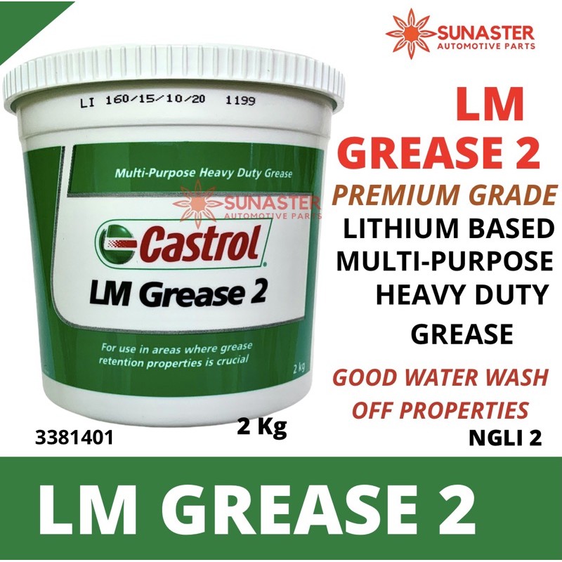 Bearing Grease Castrol LM Grease 2 Premium Lithium based 2kg | Shopee ...