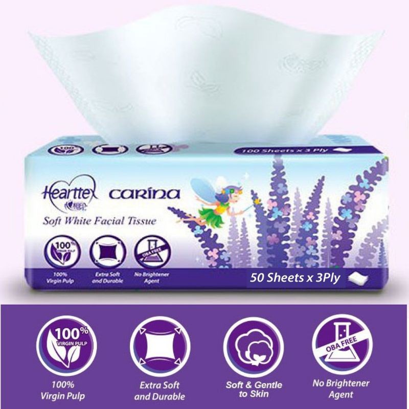 HEARTTEX Carina Facial Tissue 50pulls x 3ply / Tisu Muka Carina ...