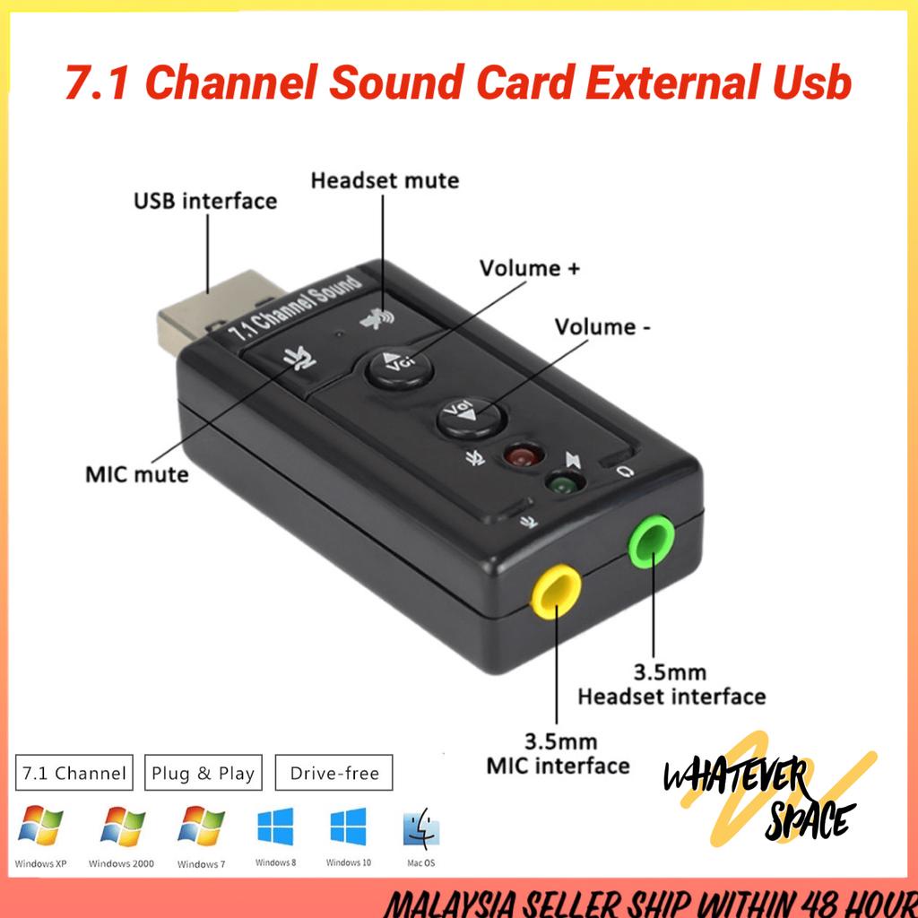 7.1 Channel External USB Stereo Audio Adapter External Sound Card for ...