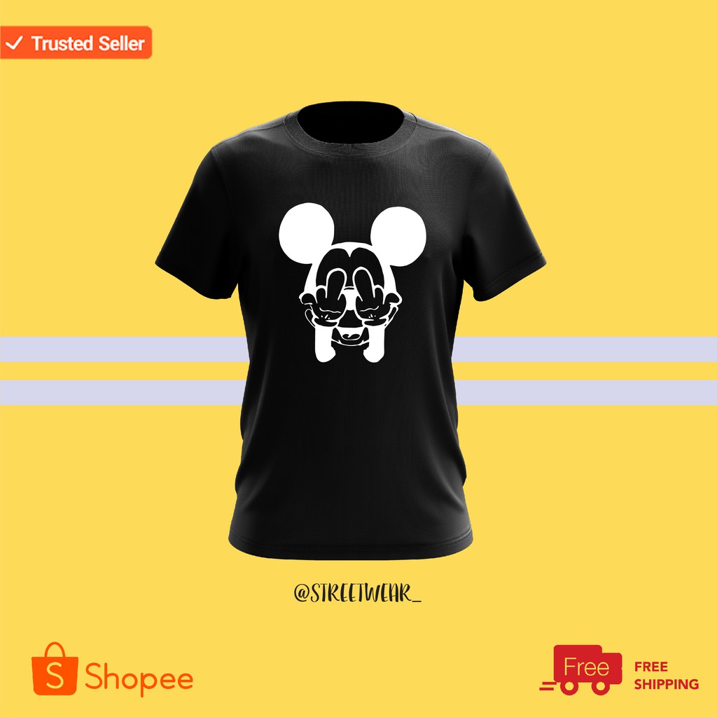 Disney Mickey Mouse Fuck Tshirt Unisex Tee 100 Cotton Shopee Malaysia
