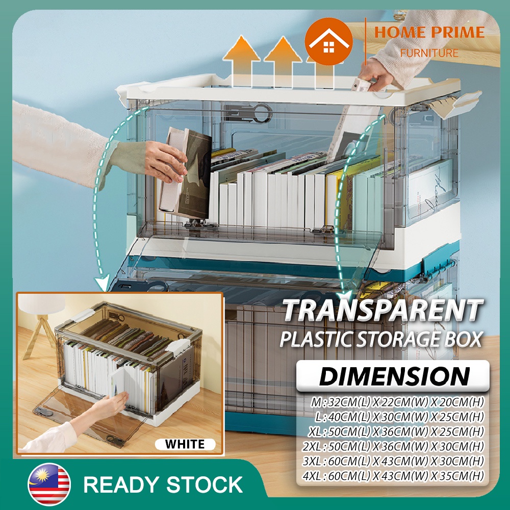 HP SO024 Collapsible Transparent Plastic Storage Box Front Open Door ...