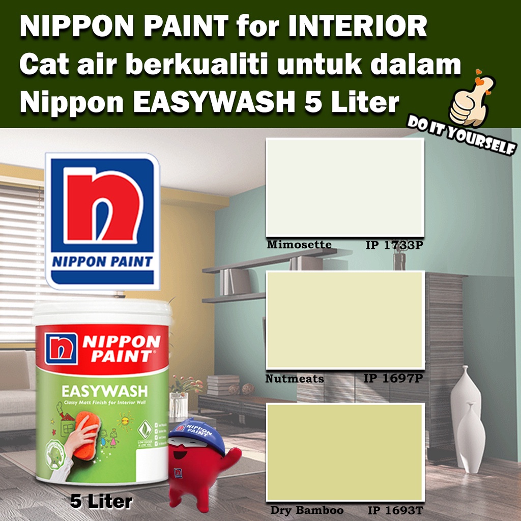 Nippon Paint EasyWash Interior collection 5 Liter Mimosette 1733P ...