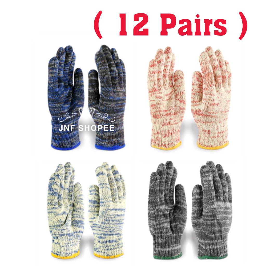 12 Pairs Sarung Tangan Kain/Cotton Hand Glove (READY STOCK) | Shopee ...