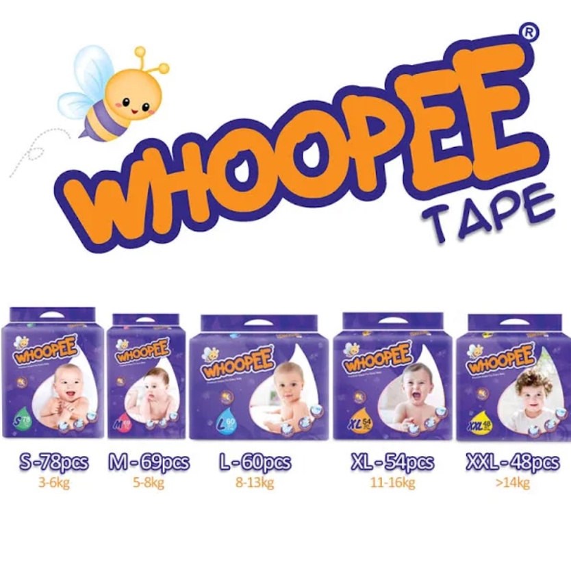WHOOPEE VALUE PACK DIAPERS ( SIZE S/M/L/XL/XXL ) | Shopee Malaysia