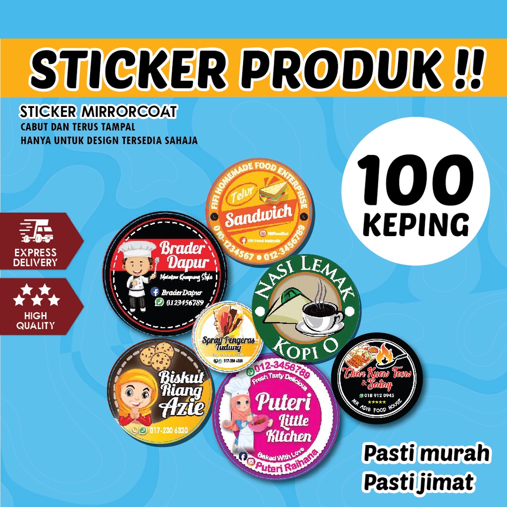 Sticker Label Produk Murah 100 keping