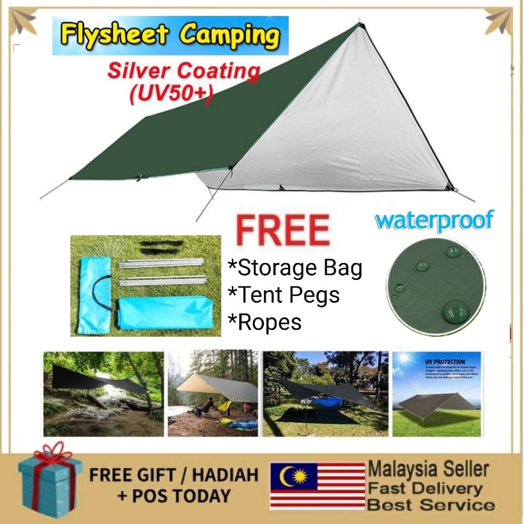 [HQ M'sia] BULLOCK Flysheet Waterproof Groundsheet Camping Tarp Shelter ...