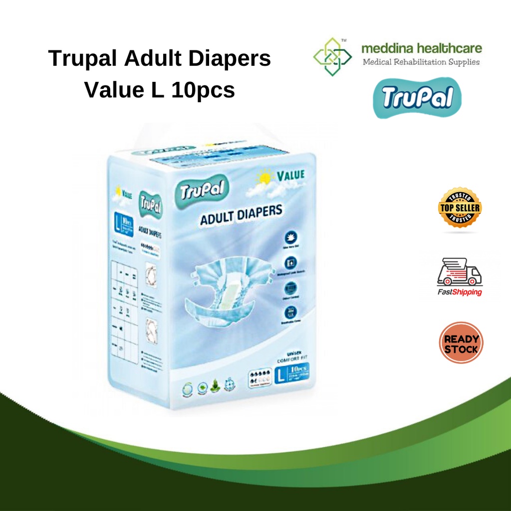MEDDINA Trupal Adult Diapers Value L (10pcs) | Shopee Malaysia