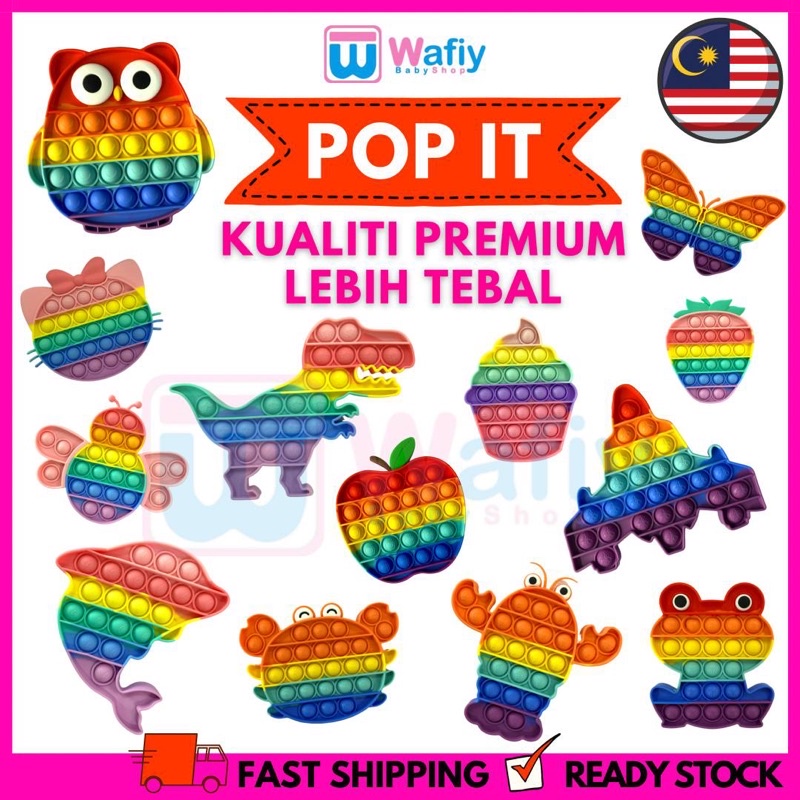 [Readystok] Pop it Sensory Rainbow Fidget Toy Push Bubble Stress Relief ...