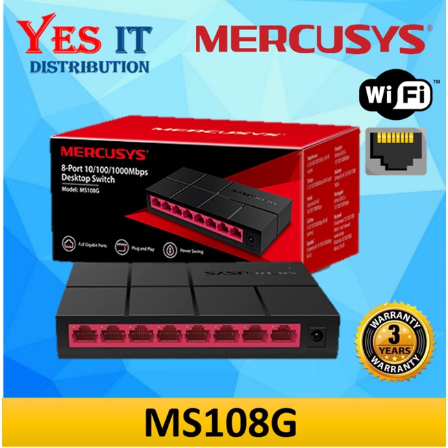 Mercusys MS108G 8-Port Gigabit 10/100/1000 Mbps Desktop Network Ethernet LAN Switch (TP LINK ...