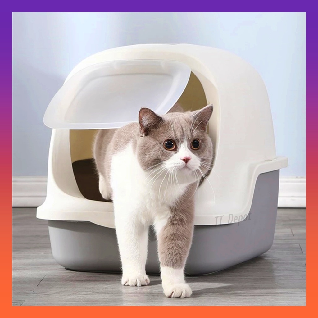 Cat Litter Toilet Box Jumbo Hooded Tempat Bekas Pasir Berak Kucing ...