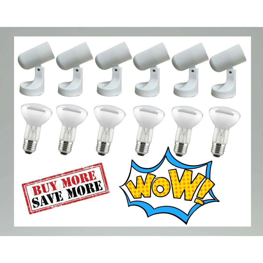 Indoor Spotlight Holder C/W R63 40W Bulb (6SETS) c/w cable & plug top ...