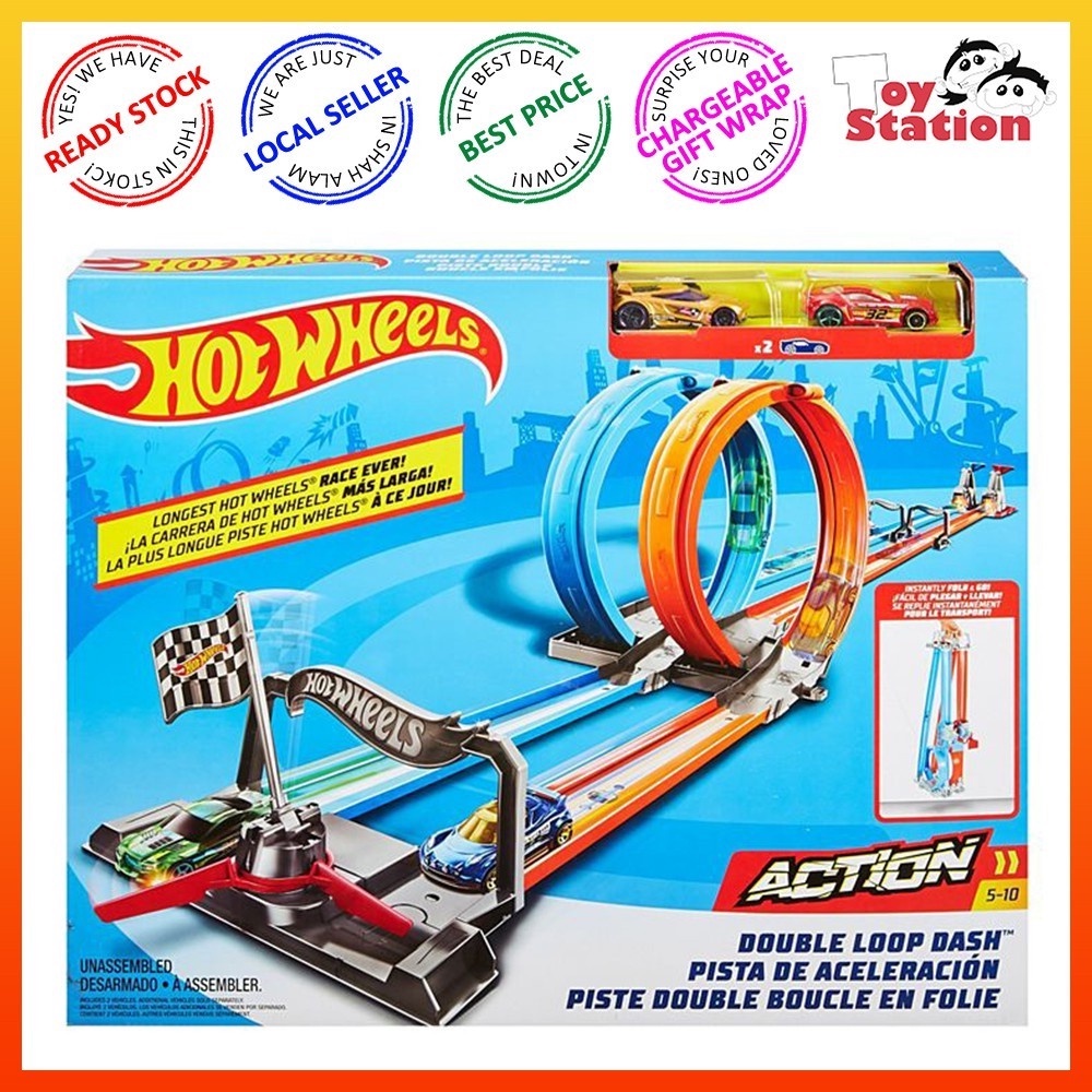 ORIGINAL MATTEL Hot Wheels Double Loop Dash Track Set | Shopee Malaysia