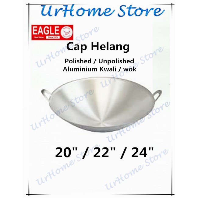 【Cap Helang】/ E-CENTRAL Kuali Aluminium【20" / 22" / 24" 】/ Kwali / Wok ...