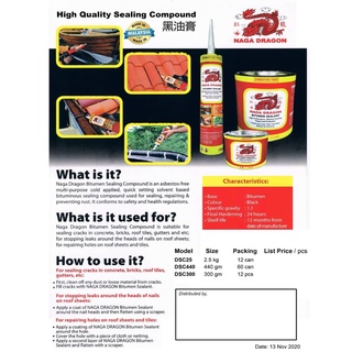 440gm NAGA DRAGON Black Bitumen Compound / Gam Atap Zink Penampal Bocor ...