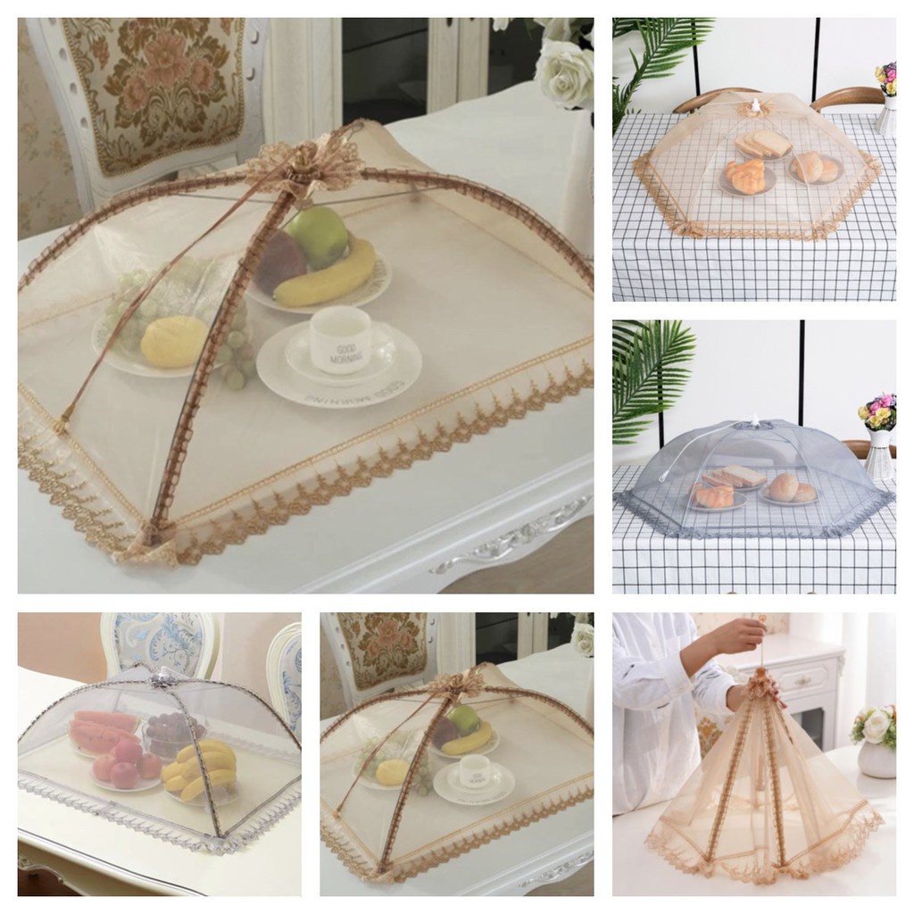 COD Kitchen Collapsible Pop Up Lace Food Cover Dome Tent Dish Cover ...