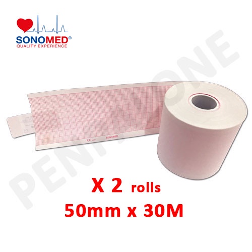 50mm x 30M - 2 rolls Sonomed Brand ECG paper ( Single Channel ...