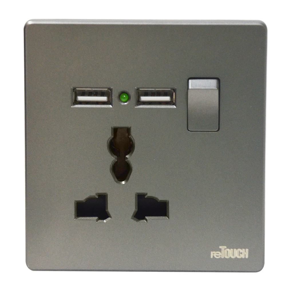 reTouch Ultra Rimless (Ultra 13A Multiple Switch Socket C/W Double USB ...