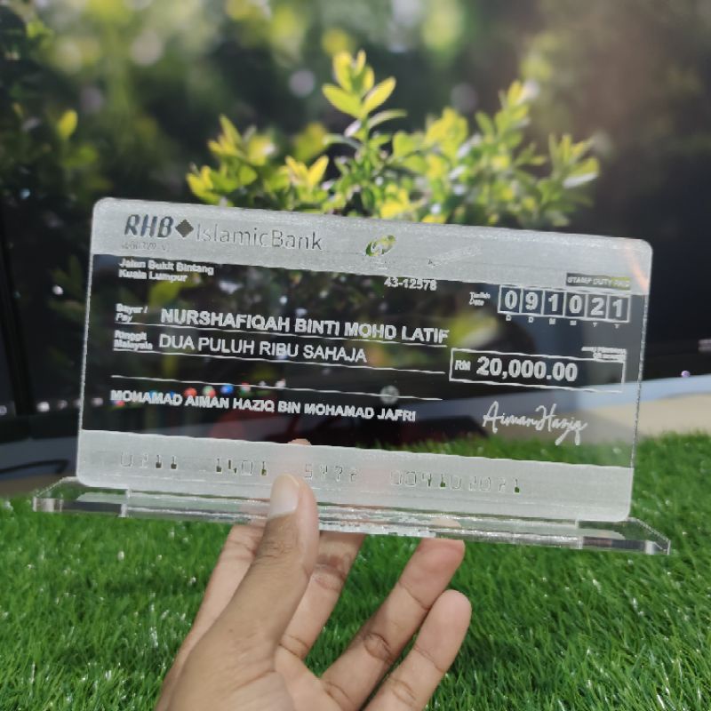 Cek hantaran / mockup cek / replika cek / mockup cheque / perkahwinan ...
