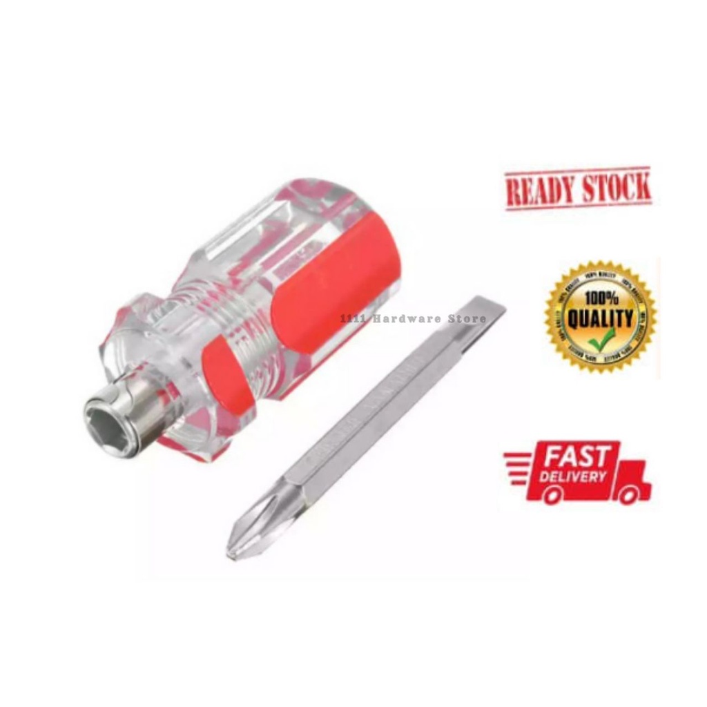 2 WAY SCREW DRIVER 80MM COMPACT TWO WAY SCREWDRIVER FLAT SLOTTED ...