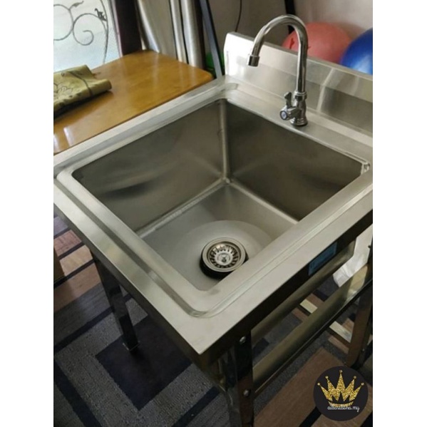 Stainless Steel Single Bowl Sink with Stand sinki berkaki steel L60 x ...