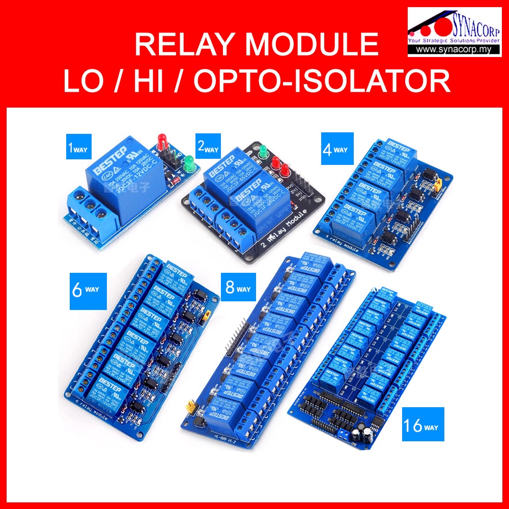 5V / 12V Relay Module 1/2/4/8 Way Channel Low / High / Optocoupler ...