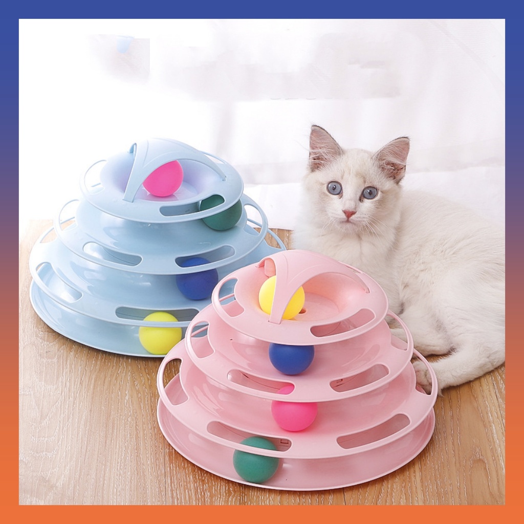 Spinning Balls Cat Toy Cat Tower Toy Ball Mainan Bola Kucing Bertingkat ...