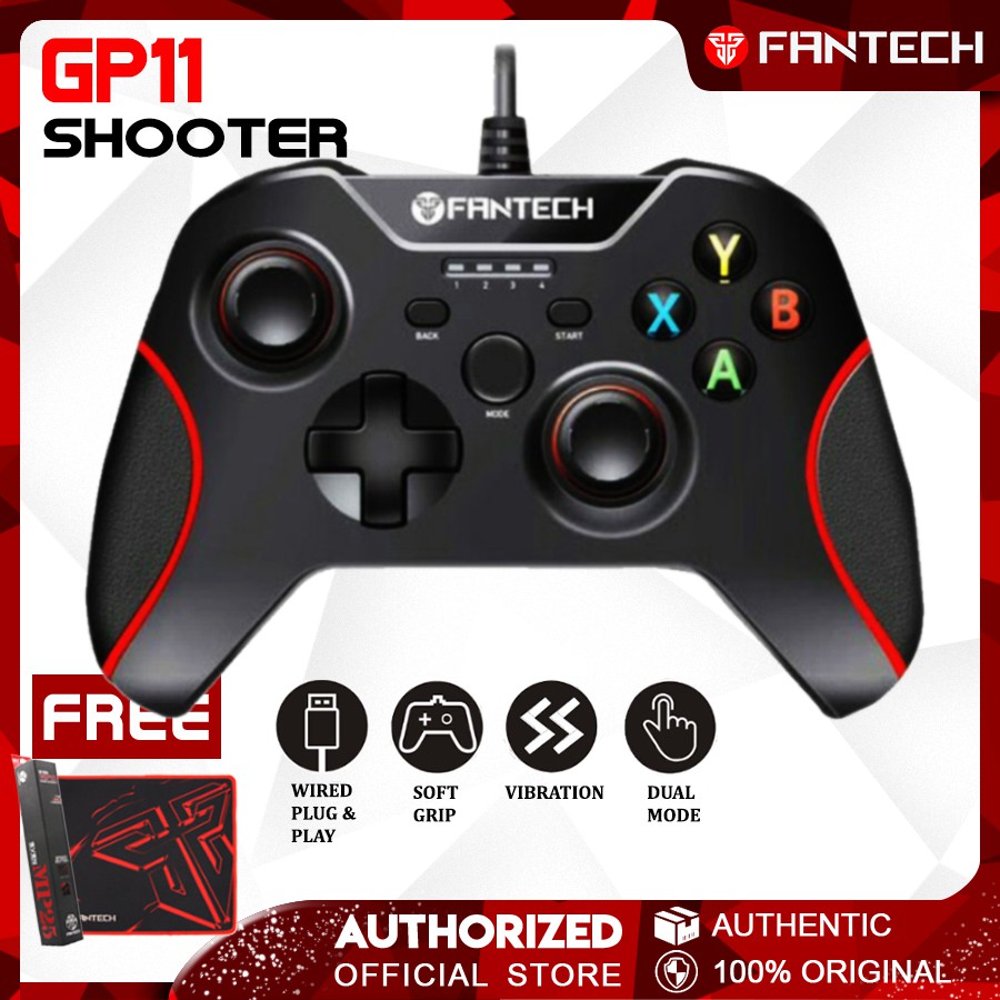 FANTECH GP11 SHOOTER Wired Vibration Gaming Controller Gamepad with Red ...