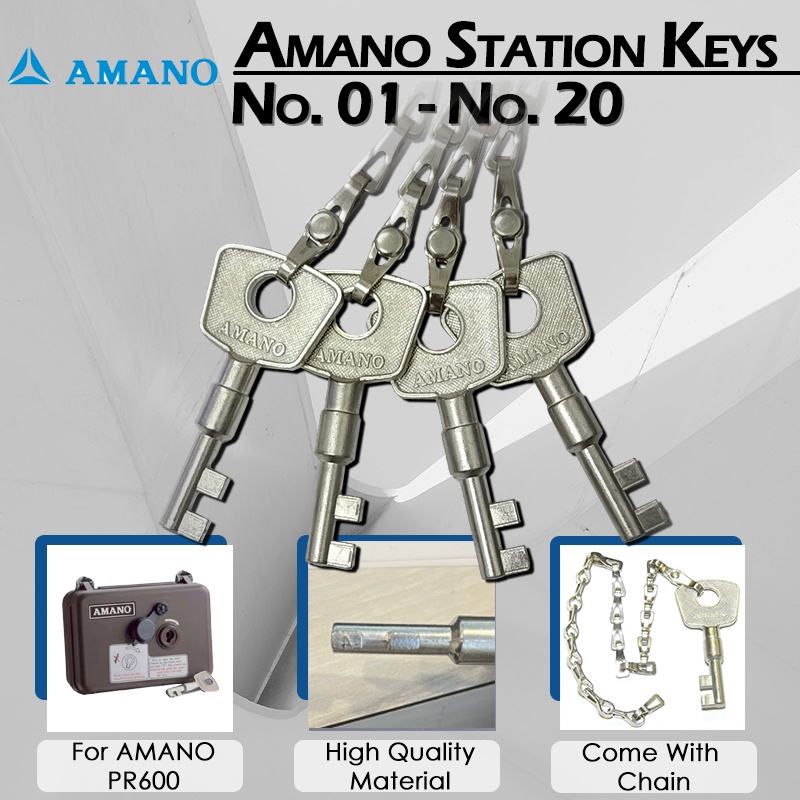 AMANO Station Keys No. 1 - No. 19 Guard Tour Key AMANO Guard Tour ...